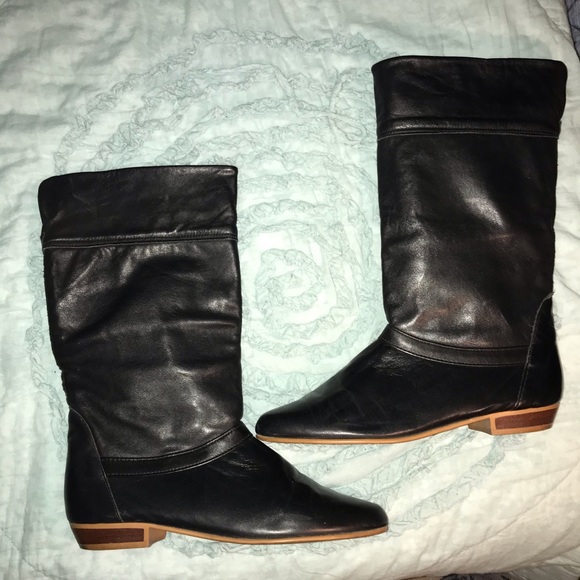 Dex | Shoes | Dex Black Leather Low Heel Boots | Poshmark